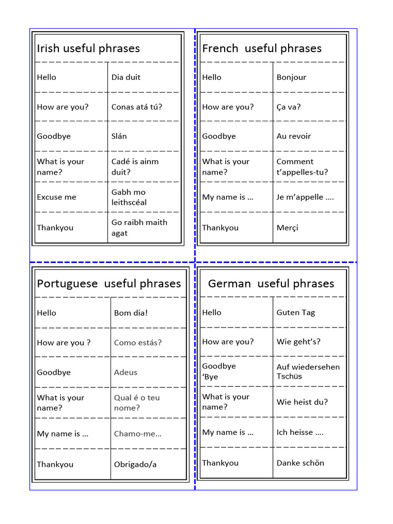 Useful Phrase Cards | PDF | Languages | Foreign Language Studies