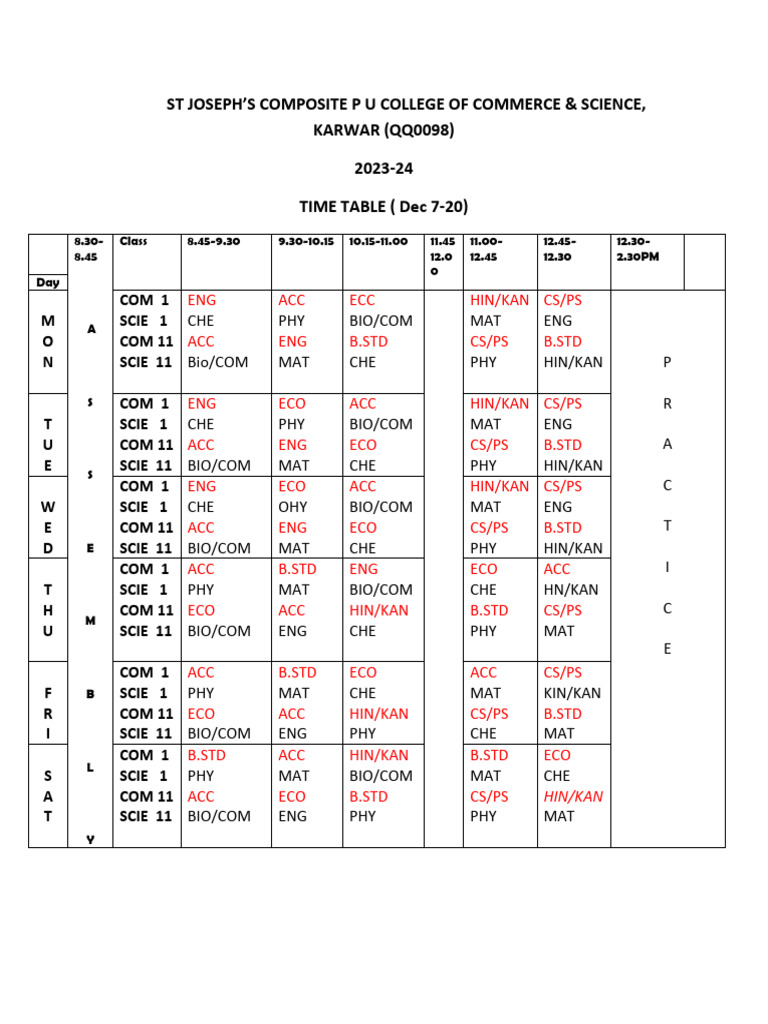 Time Table | PDF