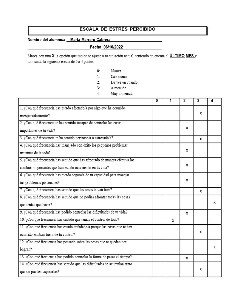 Escala de Estres Percibido | PDF