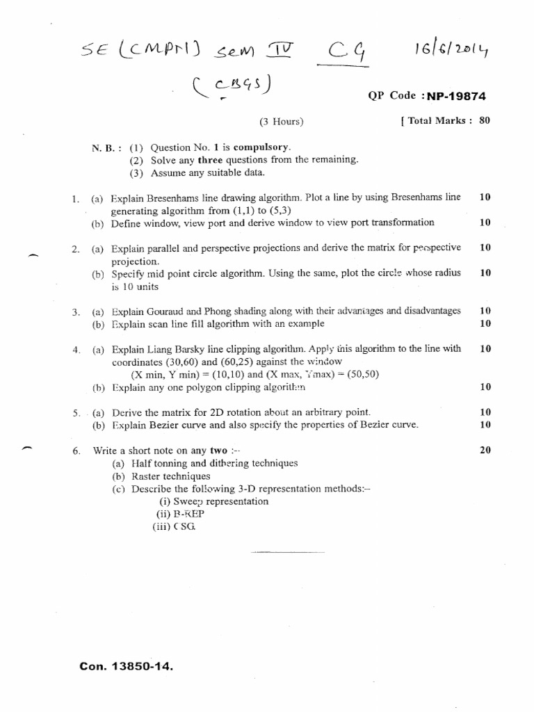 SE-Comps SEM4 CG MAY14 | PDF