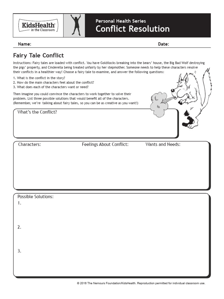 Fairy Tales - Conflict Resolution - Handout | PDF