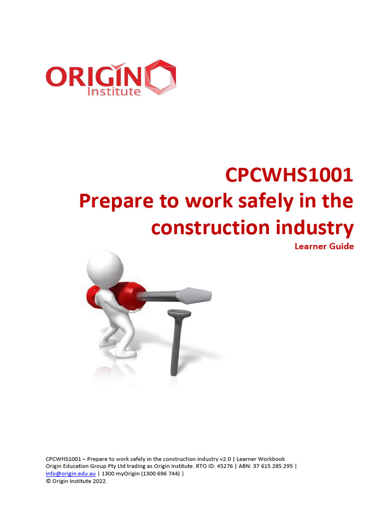 CPCWHS1001 Learner Guide V2.0 | PDF | Occupational Safety And Health | Personal Protective Equipment