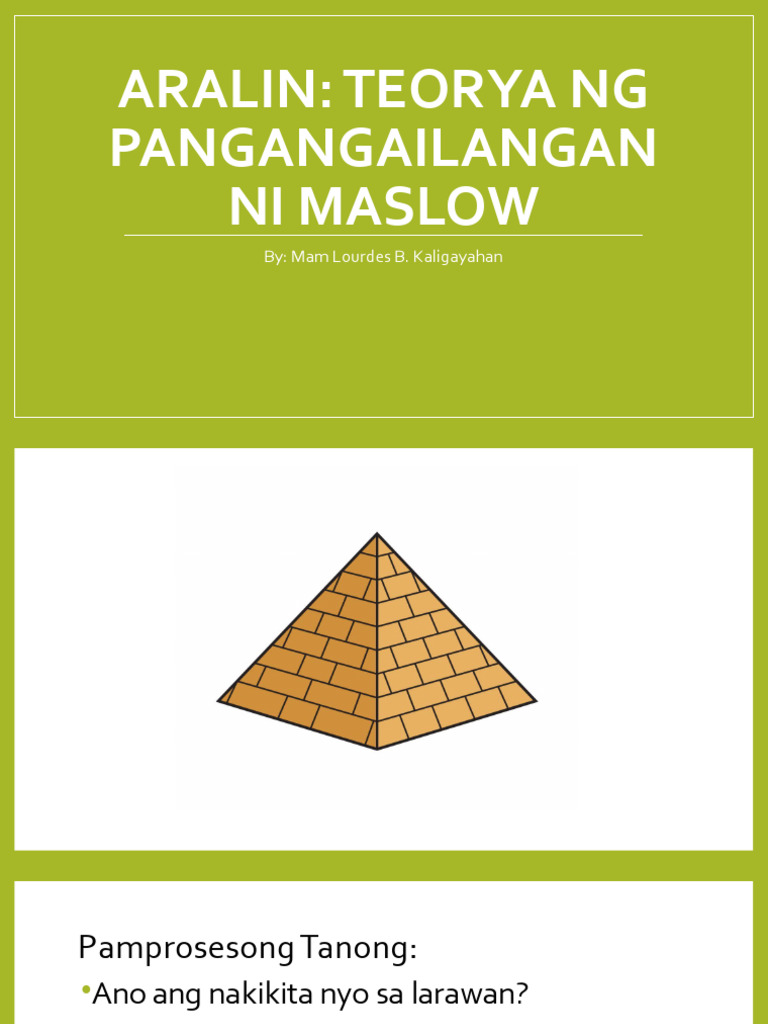 Aralin - Teorya NG Pangangailangan Ni MAslow | PDF