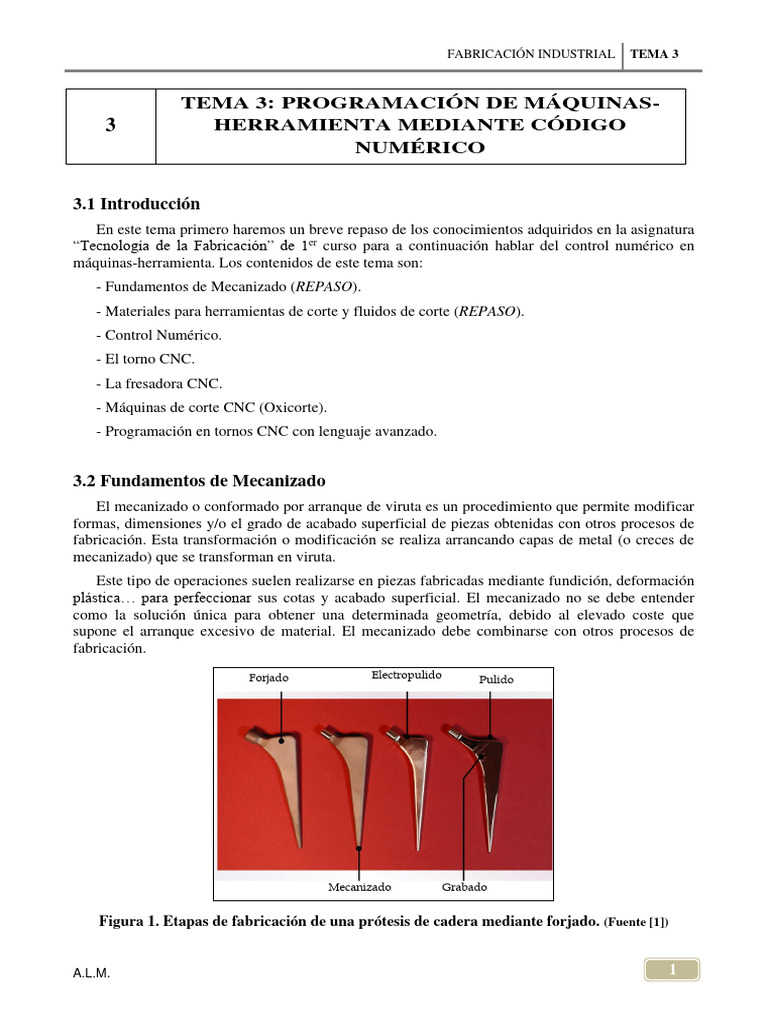 FI - Tema 3 - Programación CNC | PDF | Control numerico | Mecanizado