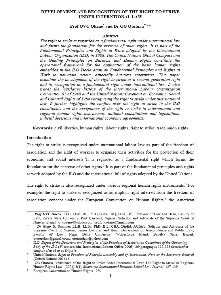 Development and Recognition of The Right To Strike | PDF ...