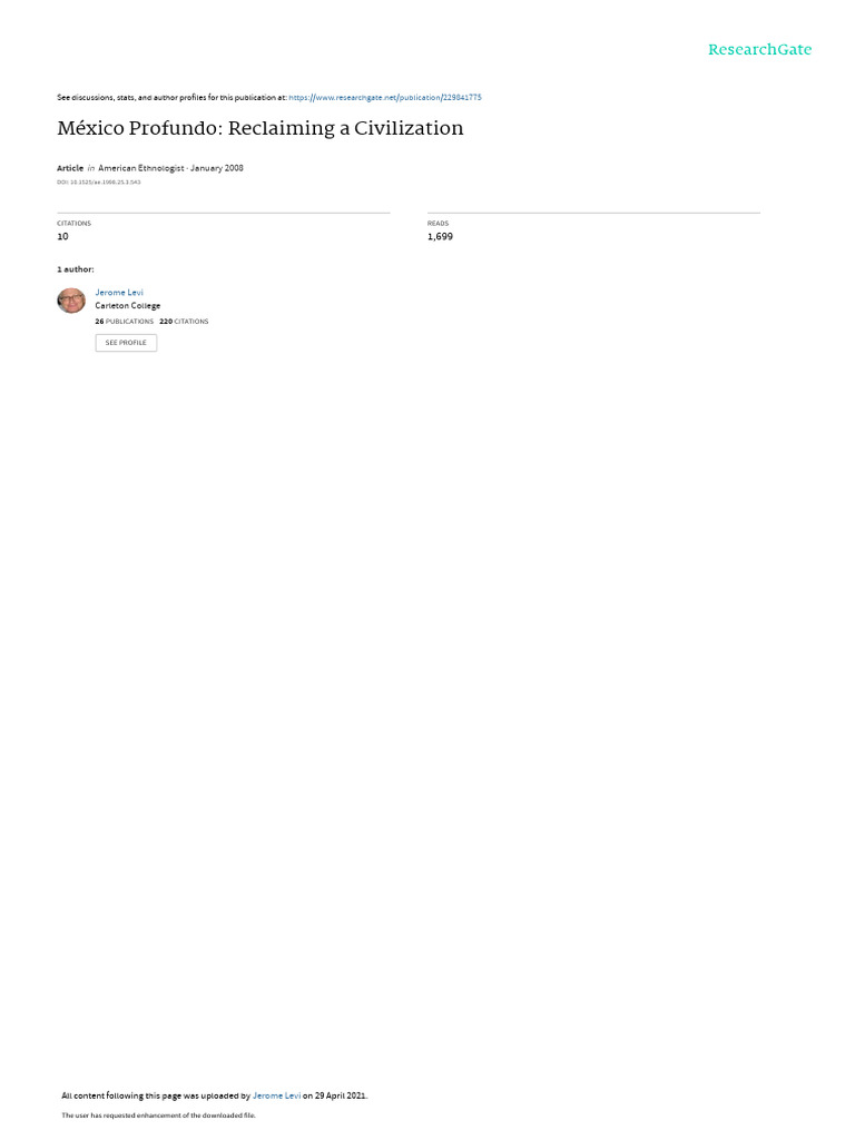 Levi Reviewof Mexico Profundo | PDF