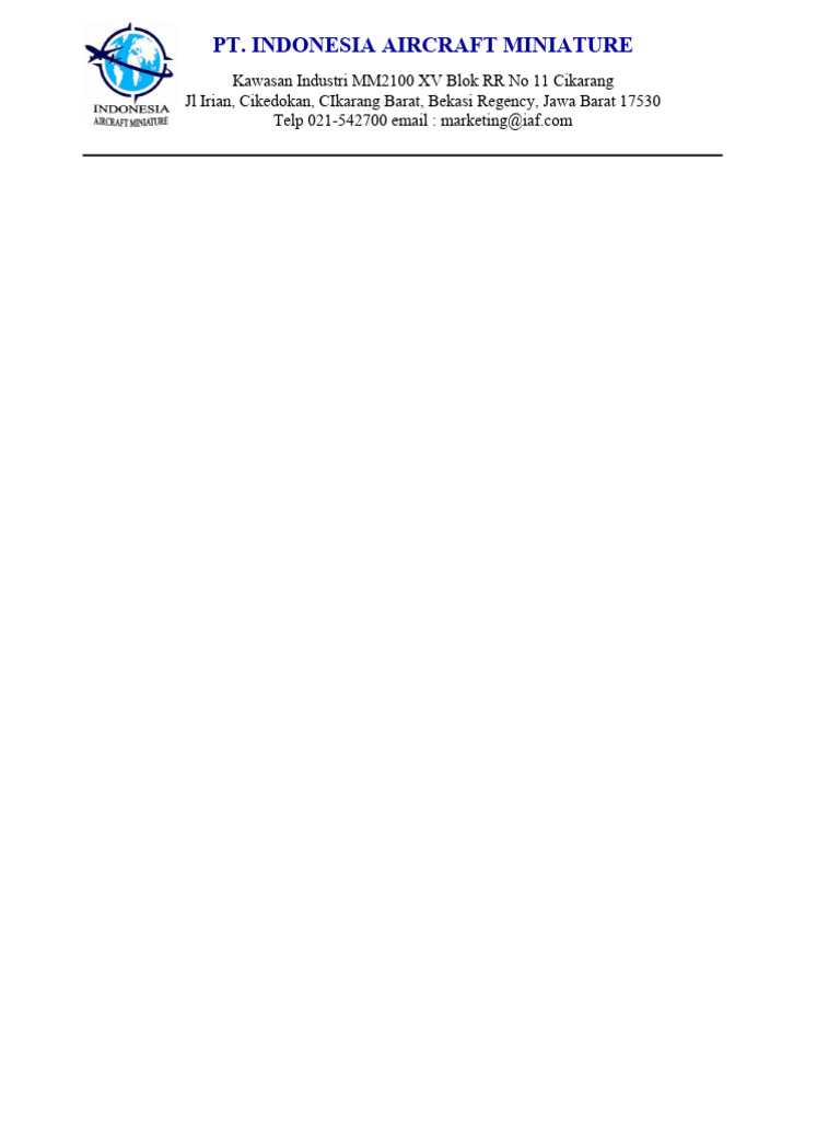 Kop Surat PPM PT Indonesia Aircraft Miniature | PDF