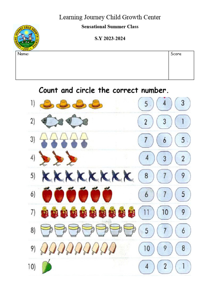 Count and circle the correct number | PDF