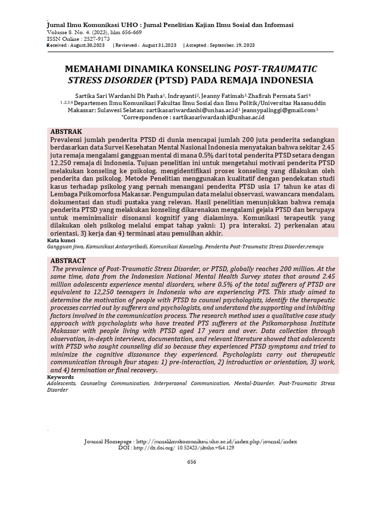 Stress Disorder (PTSD) Pada Remaja Indonesia: Memahami Dinamika Konseling Post-Traumatic | PDF ...