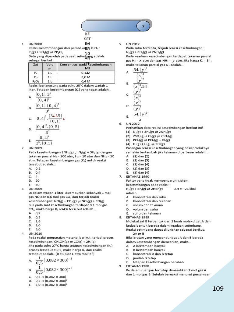 Kesetimbangan Kimia | PDF | Metode & Bahan Ajar