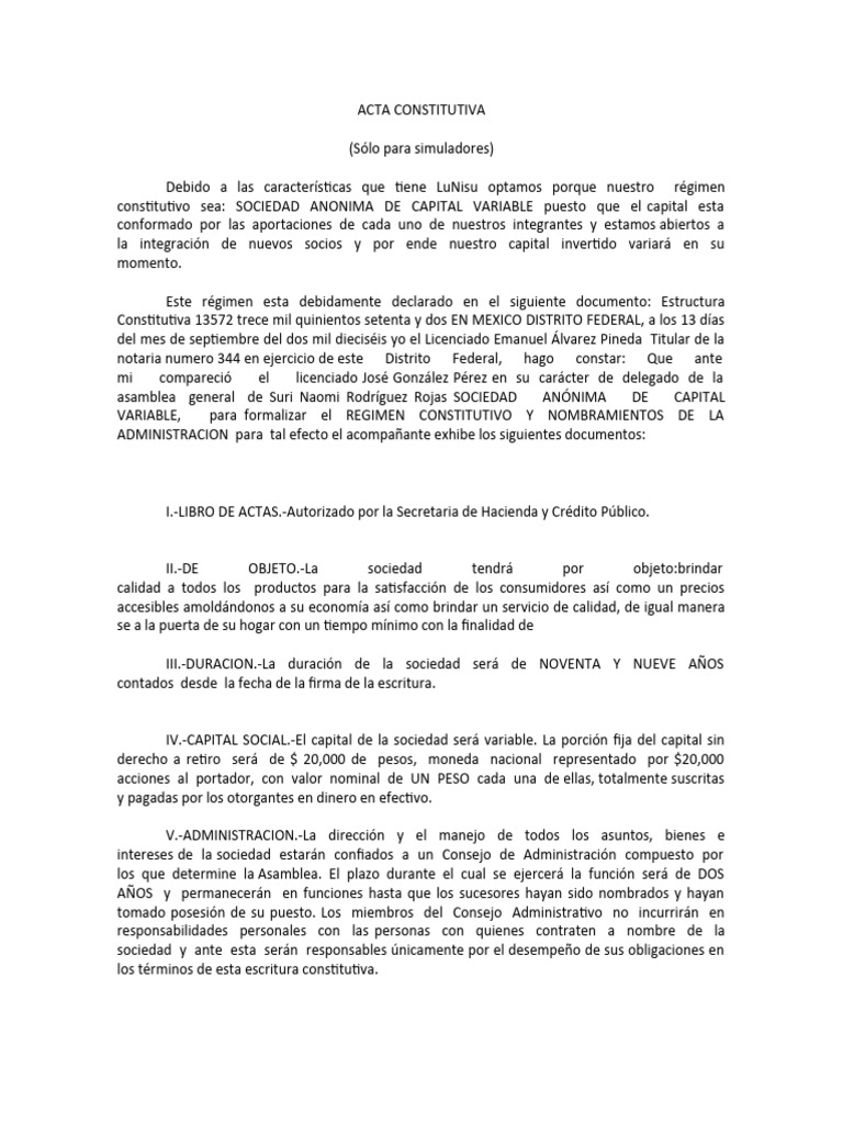 Acta Constitutiva | PDF