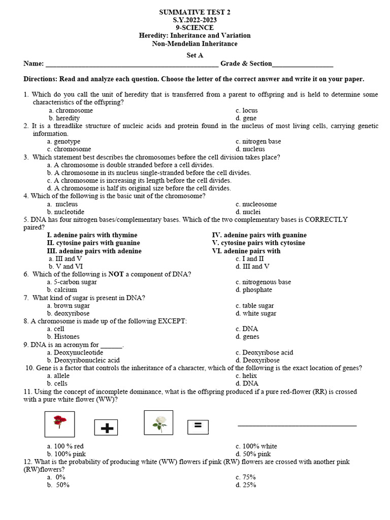 2nd Summative Test G9 SCIENCE | PDF