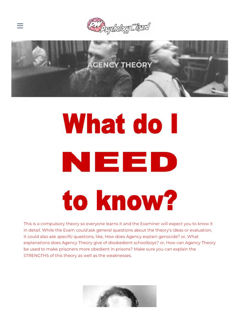 Understanding Agency Theory in Psychology | PDF | Obedience (Human ...