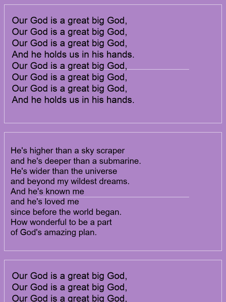 Our God is a Great Big God Lyrics | PDF | Religion & Spirituality