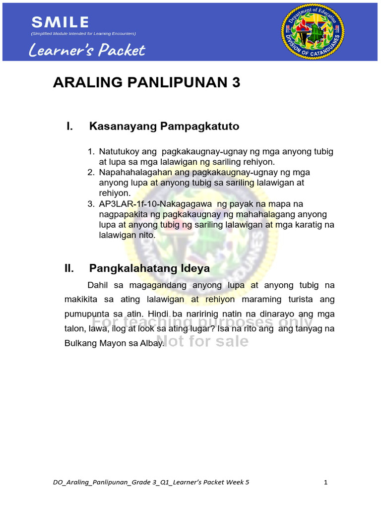 AP SMILE Grade 3 Q1 Week 5 v2 | PDF