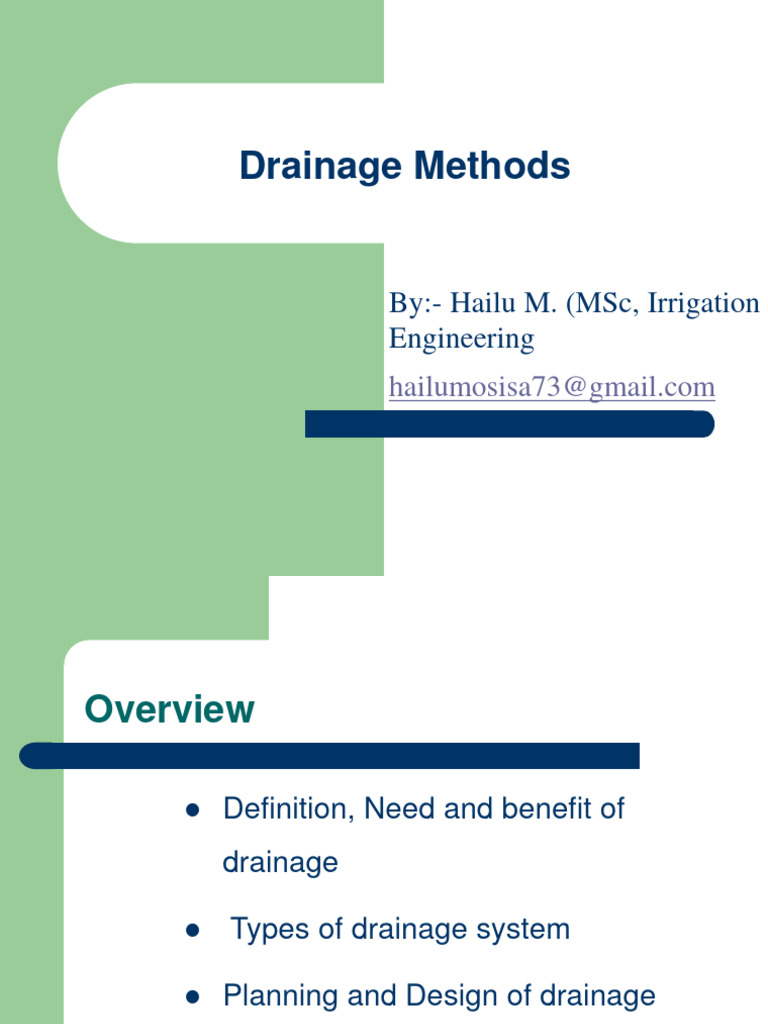 Drainage System Methods and Design | PDF | Drainage | Soil