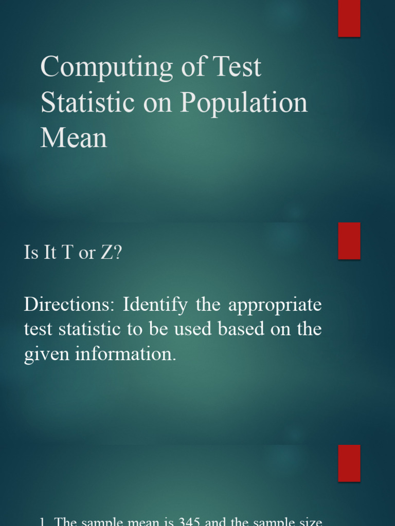 Computing of Test Statistic On Population Mean | PDF | Statistical ...