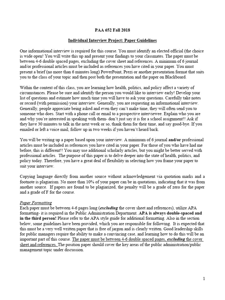 Individual Interview Project Guidelines | PDF | Apa Style | Interview