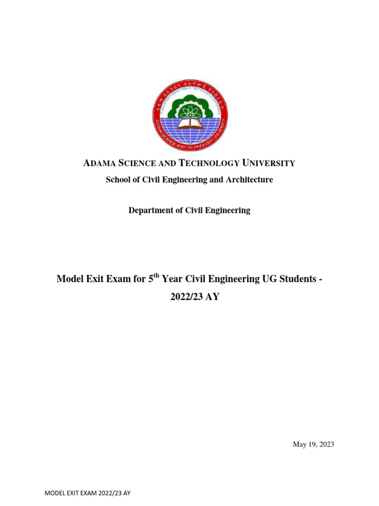 Model Exit Exam (May 2023) - Civil Engineering Department | PDF ...
