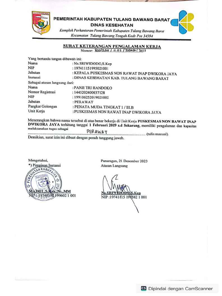 Pengalamakan Kerja Untuk Daftar TKHI | PDF