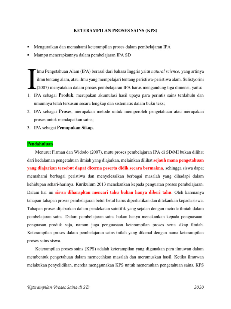 Keterampilan Proses Sains | PDF | Sains & Matematika