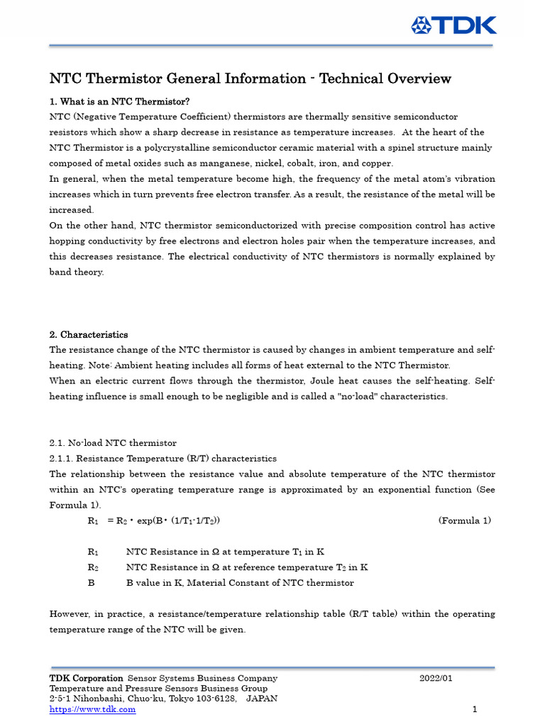 Ntc Thermistor General Technical Information Digest En | PDF