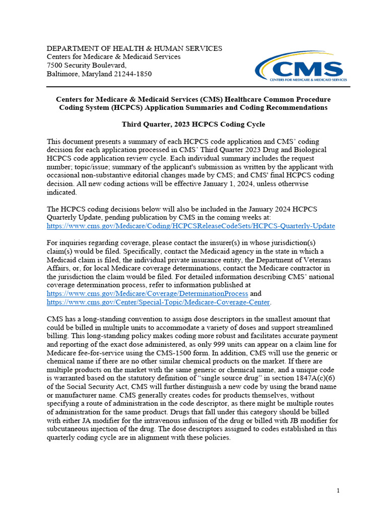 2023 Q3 HCPCS | PDF | Medicine | Clinical Medicine