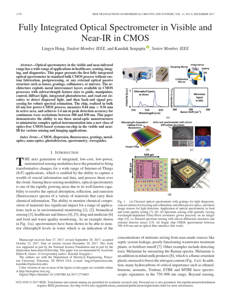 Fully Integrated Optical Spectrometer in Visible and Near-IR in CMOS ...