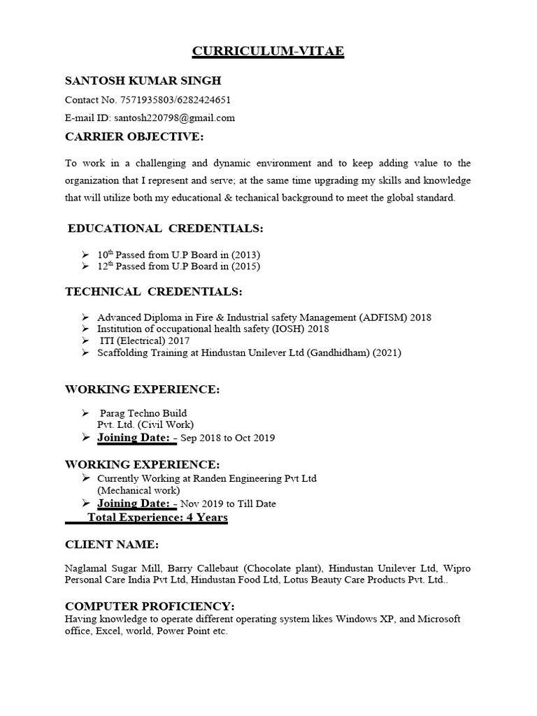 CV- Santosh (1) | PDF