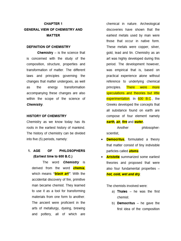 Chapter 1 General View of Chemistry and Matter (Autorecovered) | PDF | Chemistry | Matter