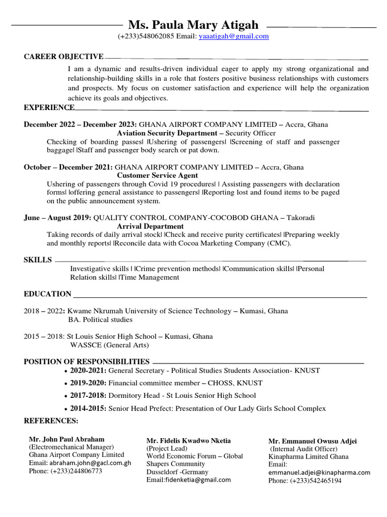 Ms. Atigah Resume | PDF | Ghana | Business Economics