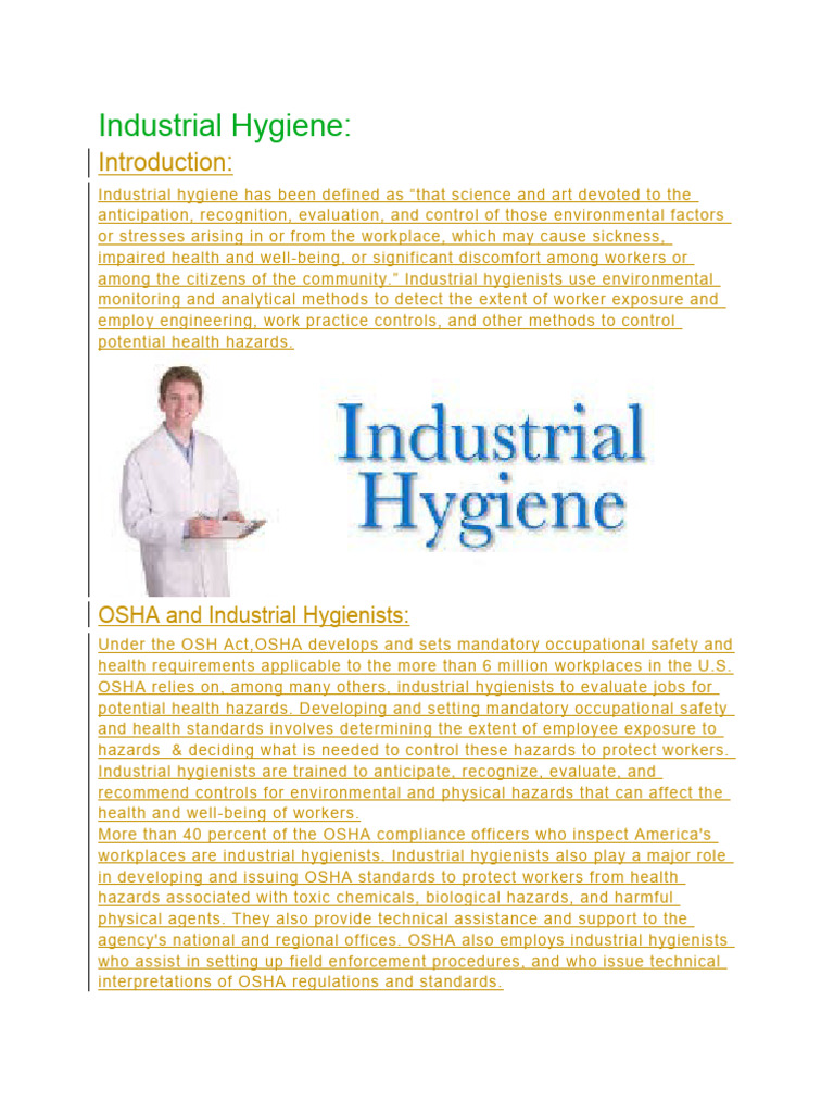 Industrial Hygiene | PDF
