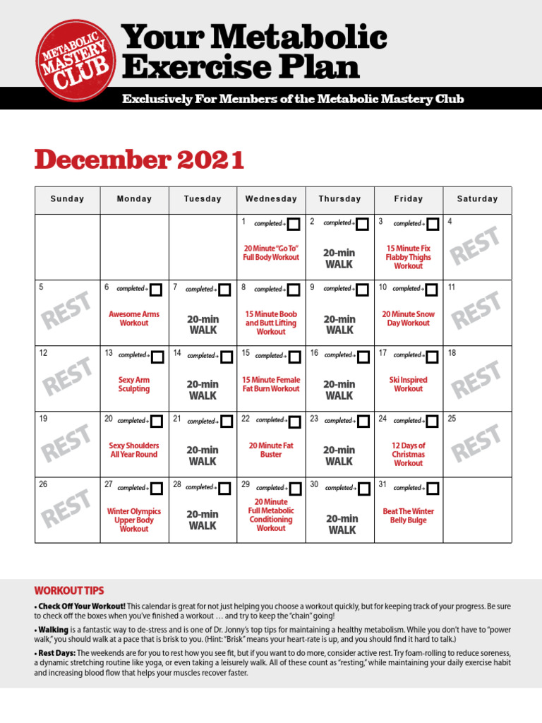 12.MetabolicExercisePlan Dec2021 01 | PDF | Clinical Medicine | Management Of Obesity