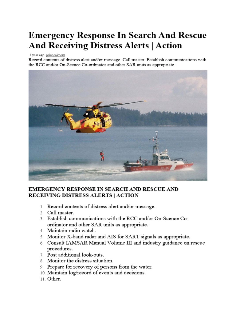 01-Emergency Response-In Various Emergencies Including Distress | PDF ...