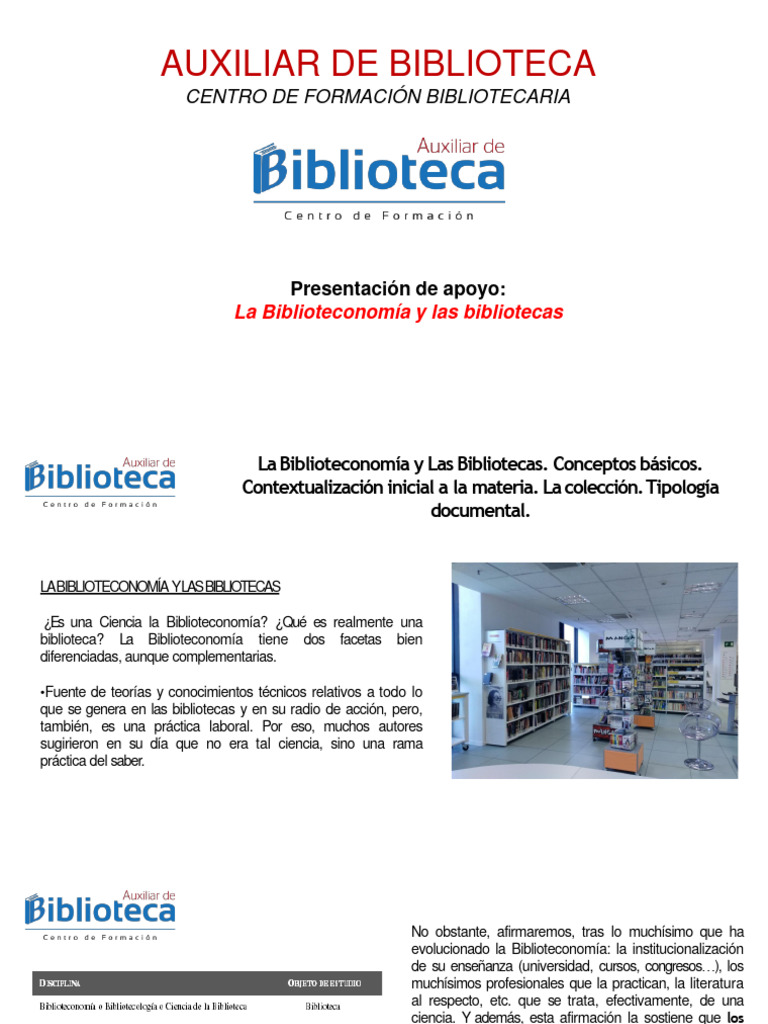 1 La Biblioteconomia y Las Bibliotecas | PDF