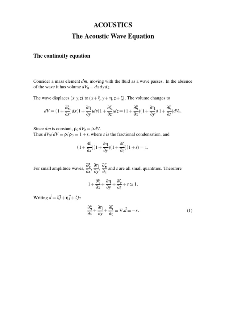 Acoustic Wave Equation | PDF