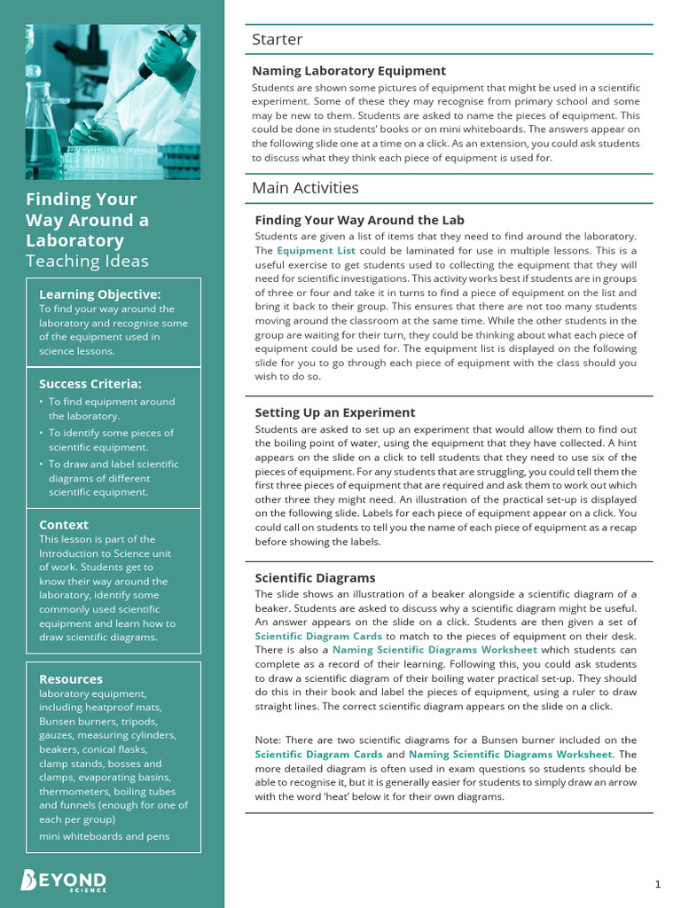 Finding Your Way Around The Laboratory Teaching Ideas | PDF