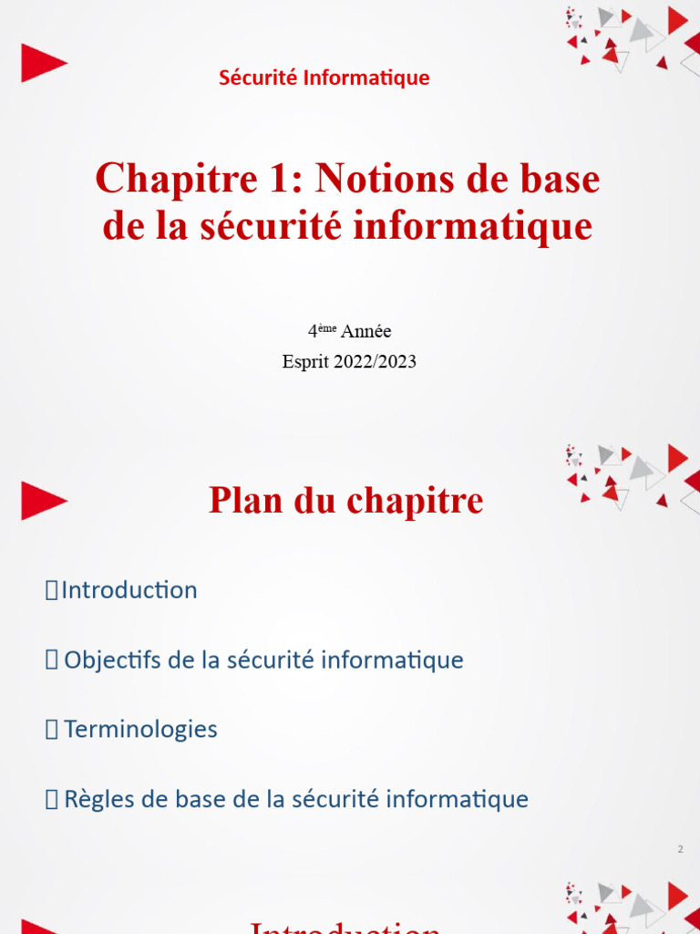 Chapitre 1 - Notions de Base22-23 | PDF | Sécurité | Sécurité des systèmes d'information