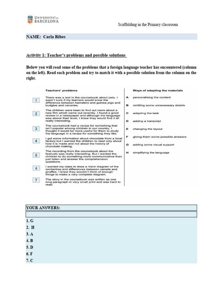 TASK 2 - Scaffolding | PDF | Teachers | Classroom