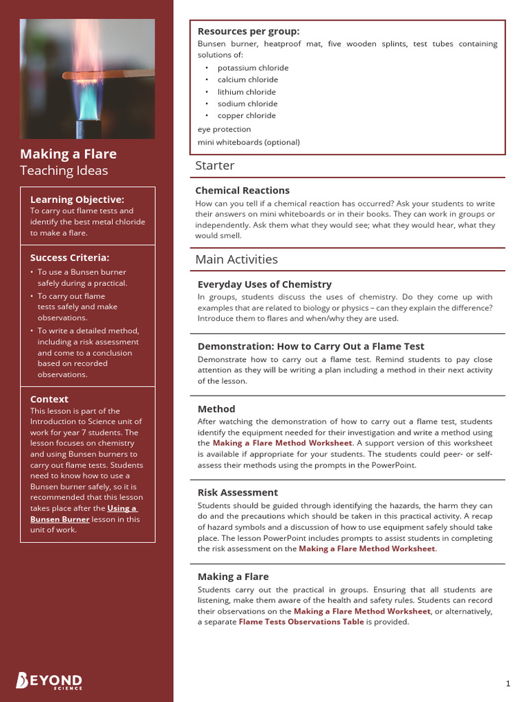 Making A Flare Teaching Ideas | PDF | Hazards | Safety