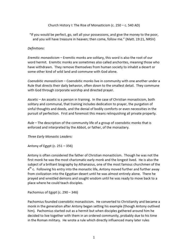 The Rise of Monasticism 2 | PDF