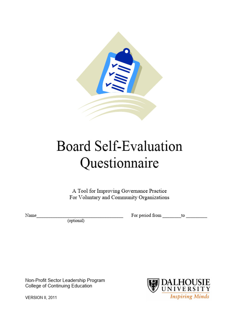 Board Self Evaluation Questionnaire Dalhousie University College of ...