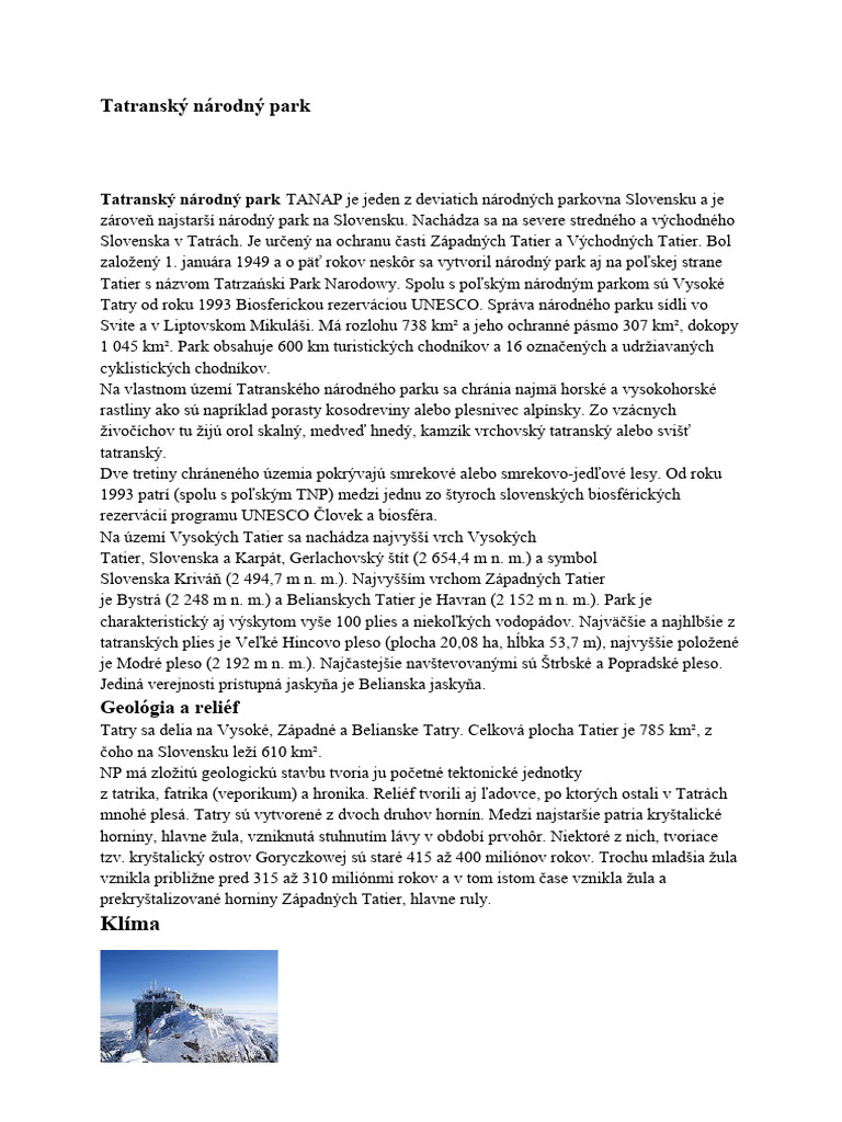 Tatry Neupravený | PDF