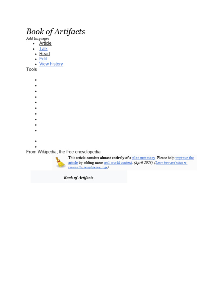Book of Artifacts doc | PDF | Wizards Of The Coast | Tsr, Inc.