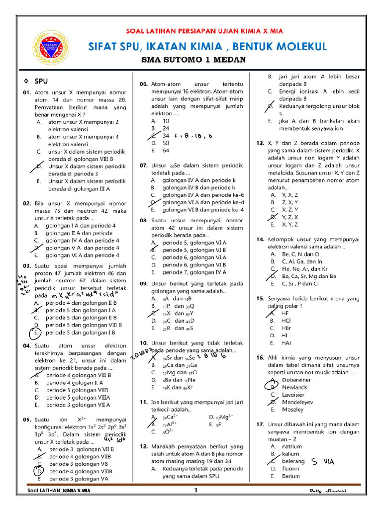 Soal Kimia Kelas X | PDF