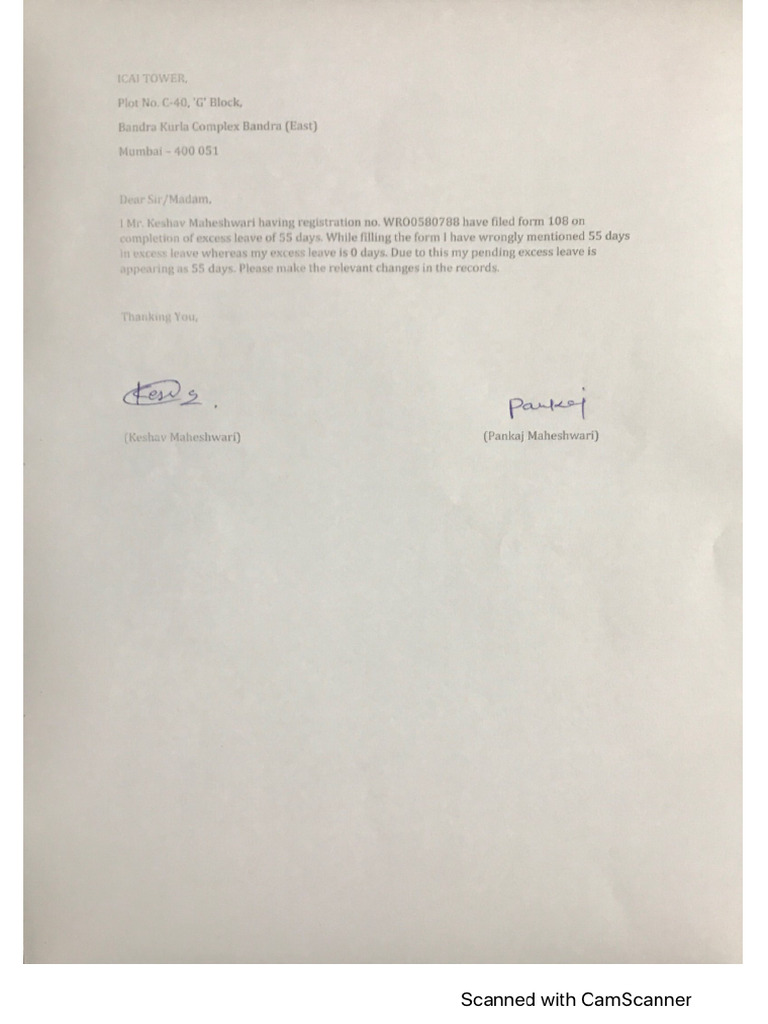Leave Correction Pdf