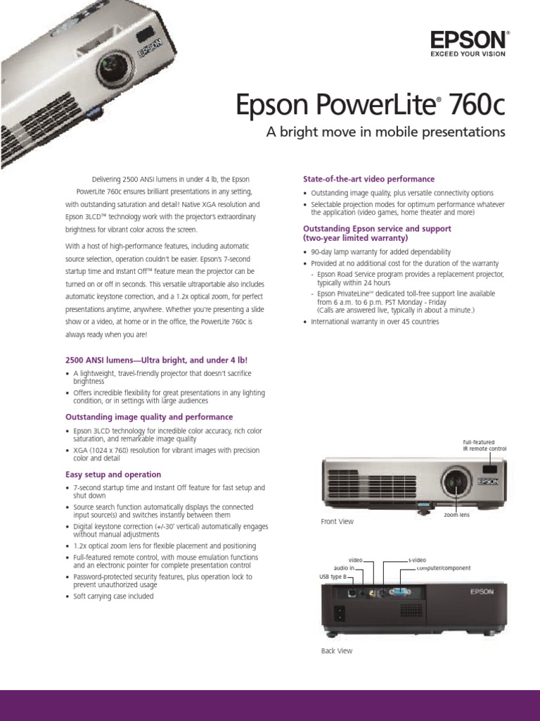 Epson EMP-760 Brochure | PDF | Video | Display Resolution