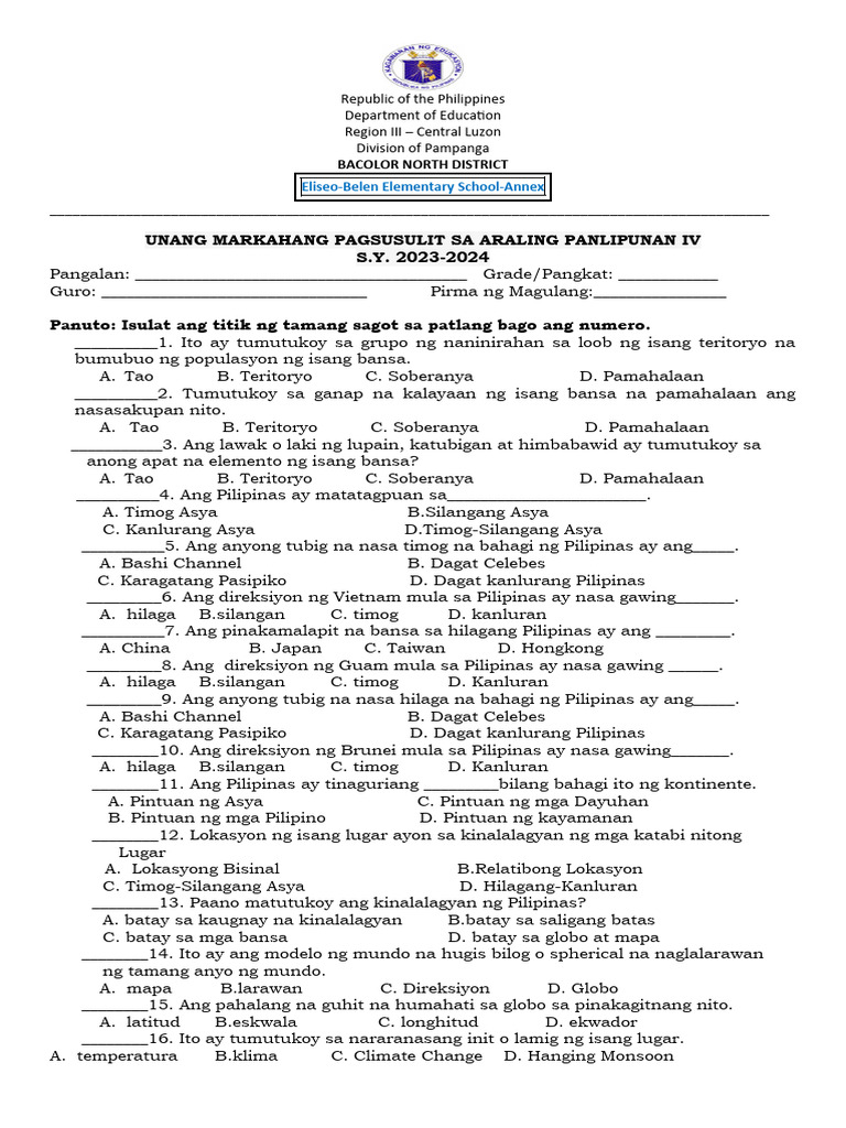 1st PT APAN 2023 2024 | PDF