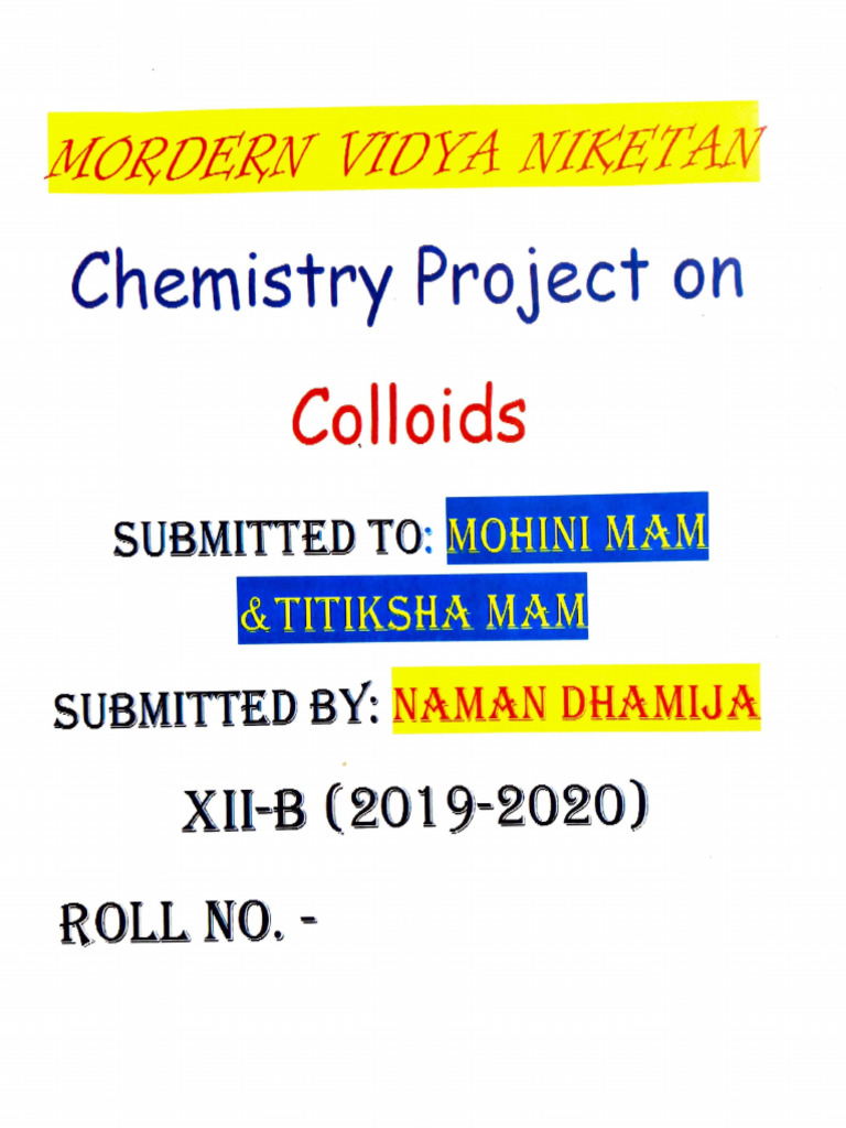 Project Colloids | PDF | Colloid | Suspension (Chemistry)