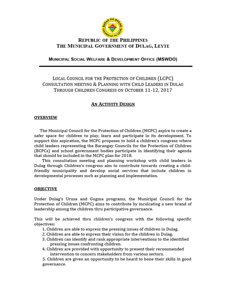 Children's Congress Proposal | PDF | Governance